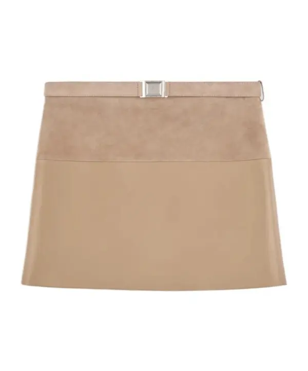 TOD'S Belted Leather Mini Skirt - Light Brown