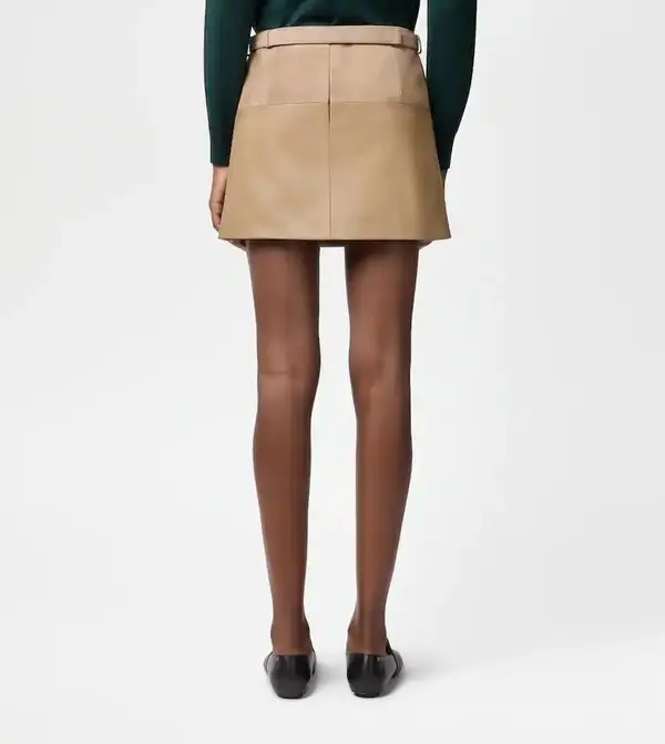 TOD'S Belted Leather Mini Skirt