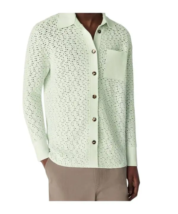Bottega Veneta Cotton Crochet Knit Shirt