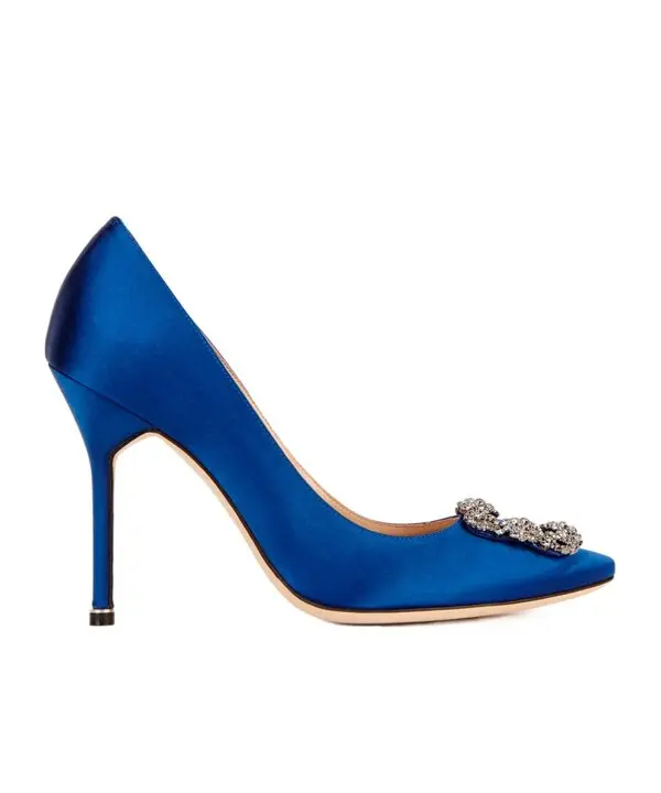 Manolo Blahnik Hangisi 105 Silk-satin Pumps - Blue