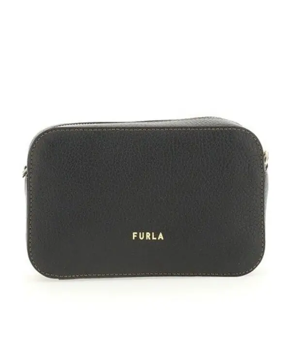 Furla Logo Plaque Zipped Mini Crossbody Bag - Black