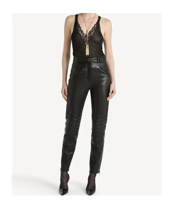Balmain Lambskin Biker Trousers