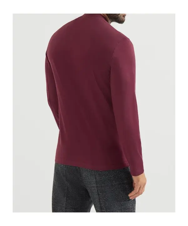 Brunello Cucinelli Cotton Jersey Long Sleeve Mock Neck T-shirt