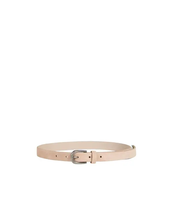 Brunello Cucinelli Suede Belt With Metal Buckle - Light Yellow
