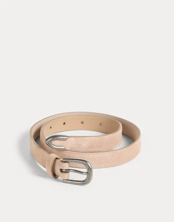 Brunello Cucinelli Suede Belt With Metal Buckle