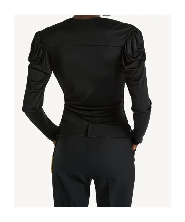 Balmain Draped Flowy Jersey Top With Gold-tone Chain Tassels