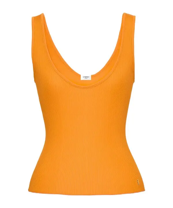Saint Laurent Ribbed Silk Knit Vest - Turmeric