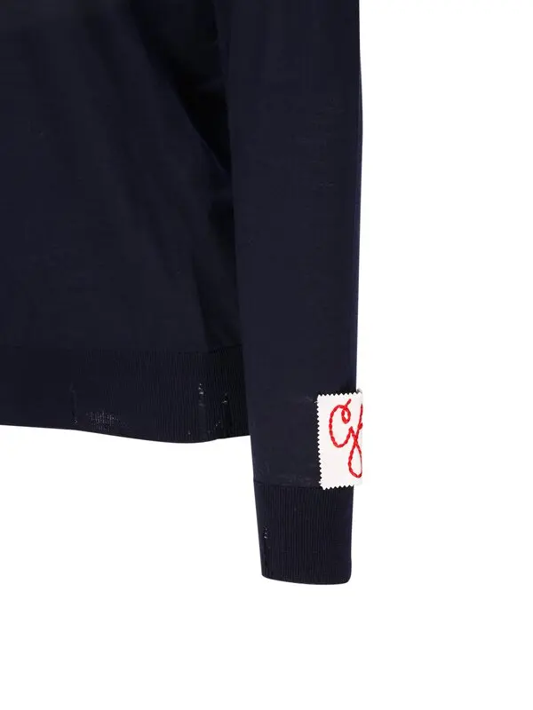 GOLDEN GOOSE Logo Patch Wool Jumper - Black