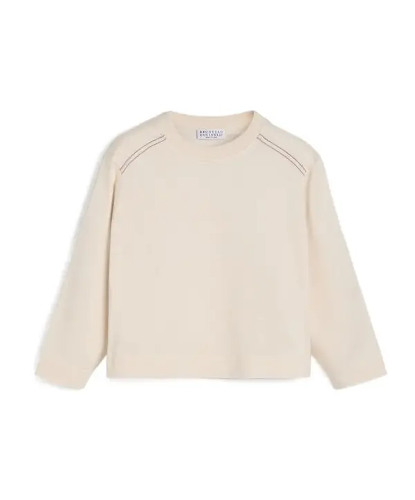 Brunello Cucinelli Cotton Jersey Long Sleeve T-shirt With Monili