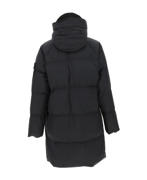 Stone Island Hooded Padded Coat With Wrinkle Effect