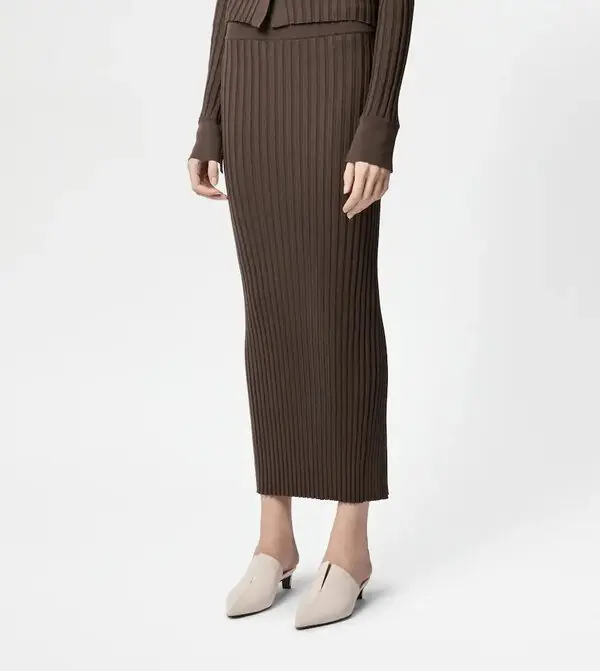TOD'S Slit Midi Skirt - Brown