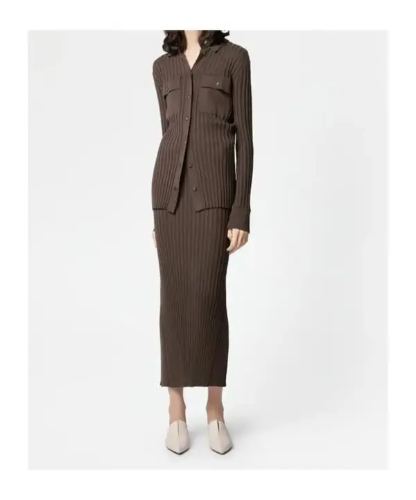 TOD'S Slit Midi Skirt - Brown