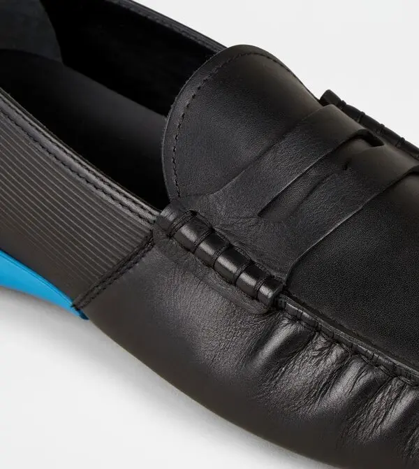 TOD'S Automobili Lamborghini Leather Slip-on Driving Shoes - Black