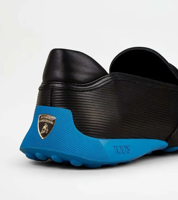 TOD'S Automobili Lamborghini Leather Slip-on Driving Shoes - Black