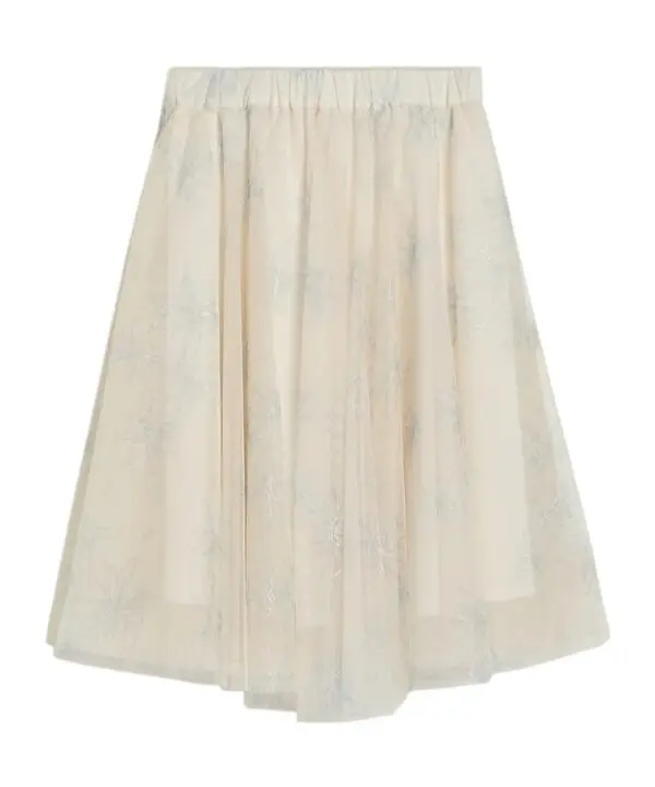 Brunello Cucinelli Floral Print Tulle Skirt