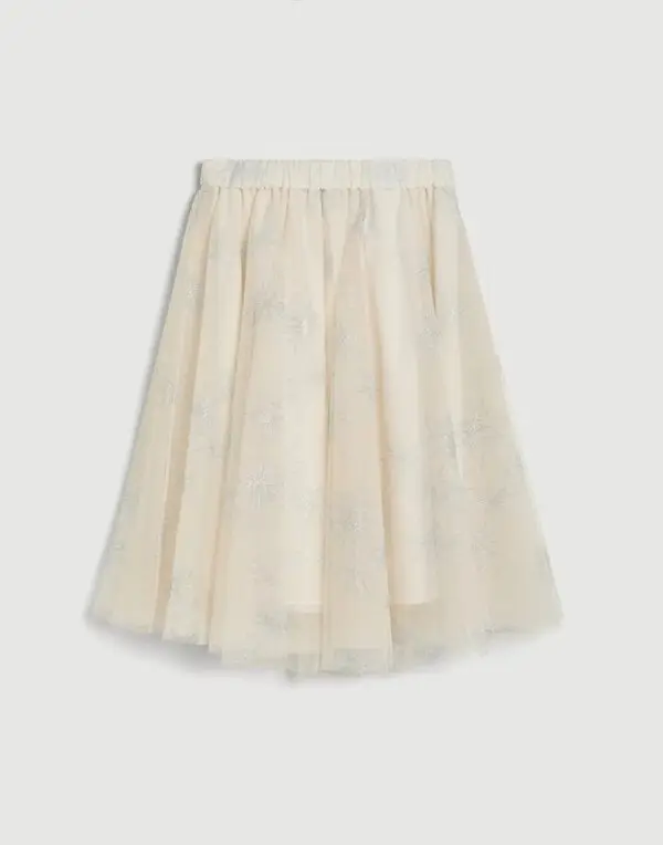Brunello Cucinelli Floral Print Tulle Skirt