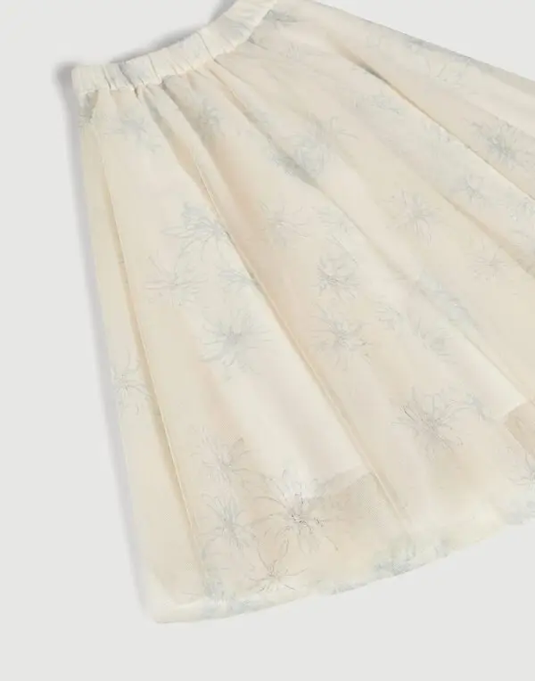 Brunello Cucinelli Floral Print Tulle Skirt