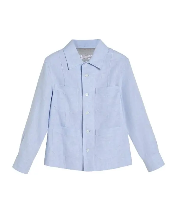Brunello Cucinelli Hemp, Linen And Cotton Diagonal Guayabera Shirt