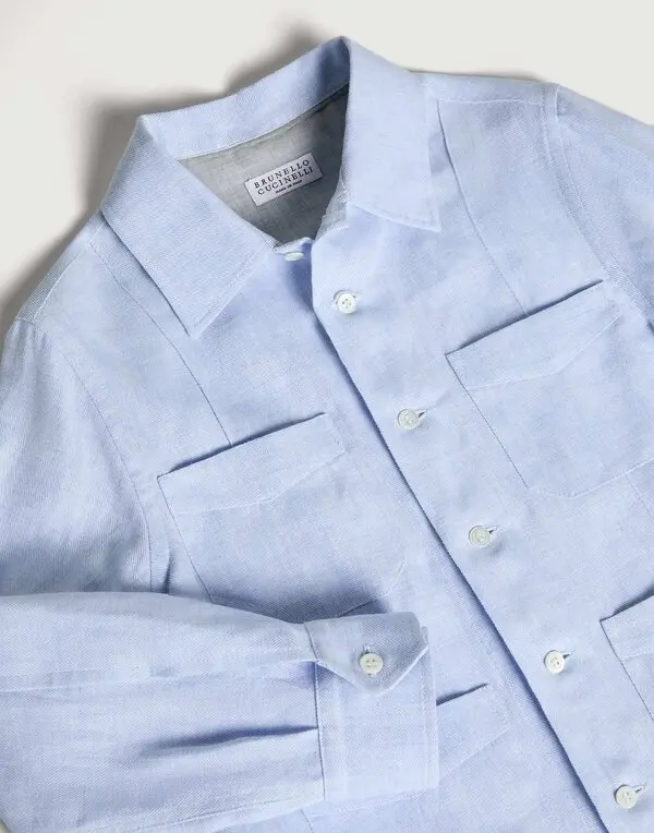Brunello Cucinelli Hemp, Linen And Cotton Diagonal Guayabera Shirt