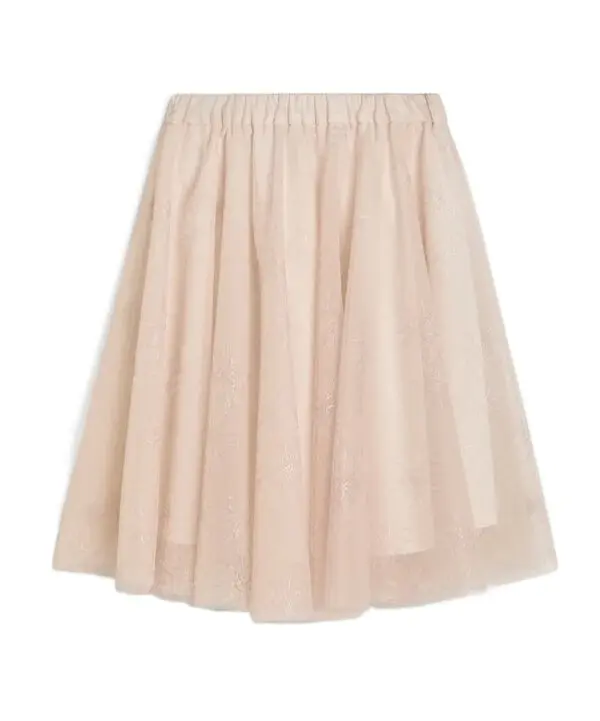 Brunello Cucinelli Sparkling Daisy-print Tulle Skirt