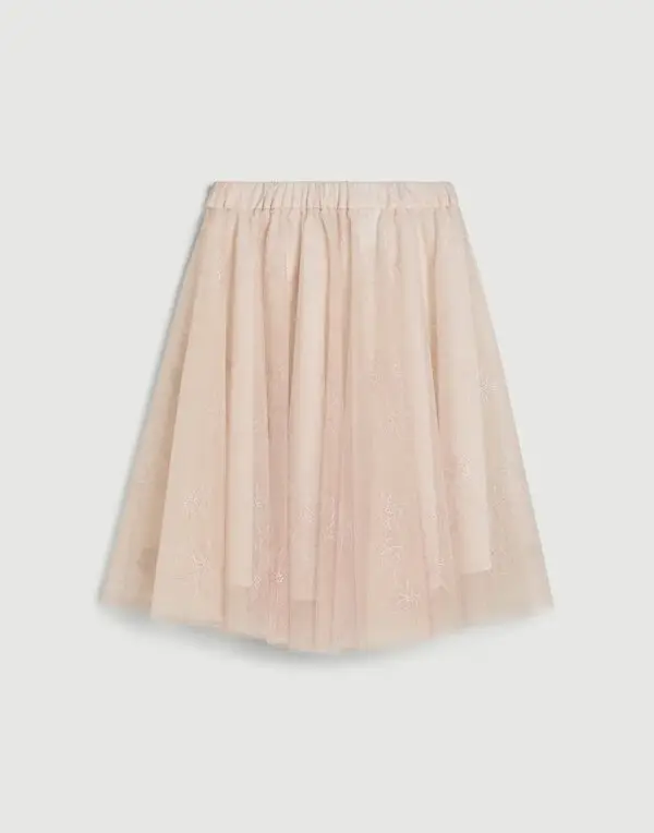 Brunello Cucinelli Sparkling Daisy-print Tulle Skirt