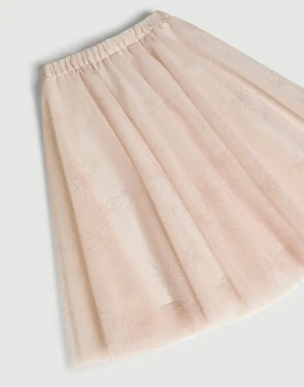 Brunello Cucinelli Sparkling Daisy-print Tulle Skirt