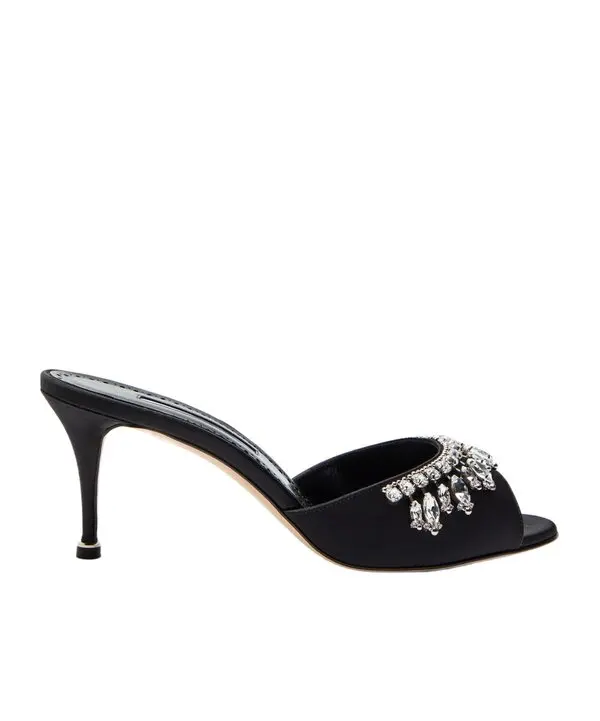 Manolo Blahnik Tulimu 70 Crystal-embellished Satin Mules