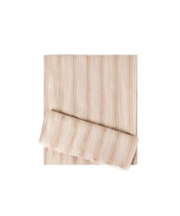 Brunello Cucinelli Linen Scarf With Sparkling Regimental Stripes - Nude