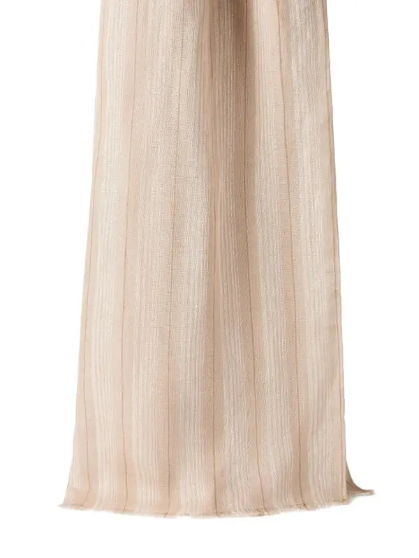 Brunello Cucinelli Linen Scarf With Sparkling Regimental Stripes - Nude