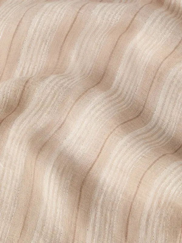 Brunello Cucinelli Linen Scarf With Sparkling Regimental Stripes - Nude