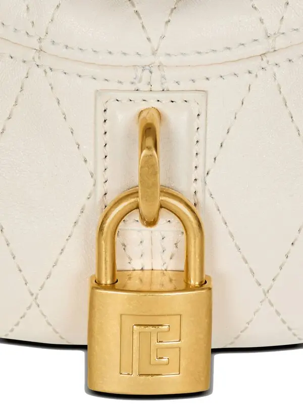 Balmain Small Pulse Bag In Smooth Topstitched Leather - White