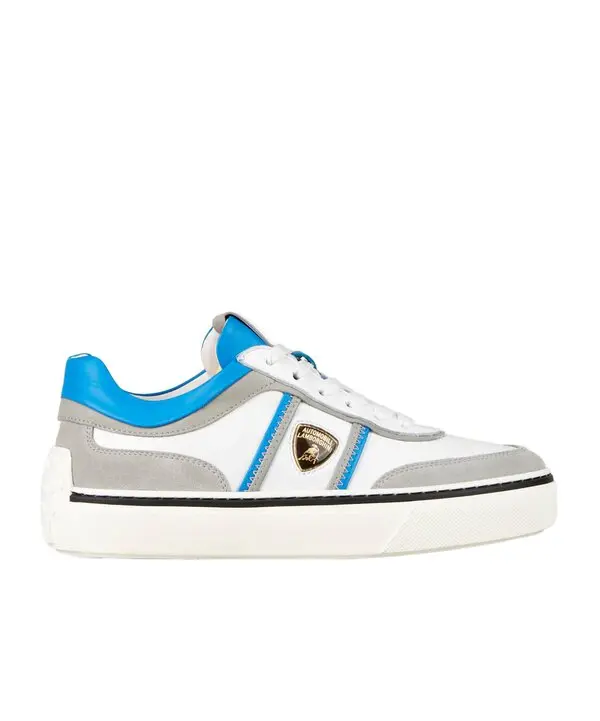TOD'S Round Toe Sneakers With Lamborghini Branding - Grey/white/light Blue