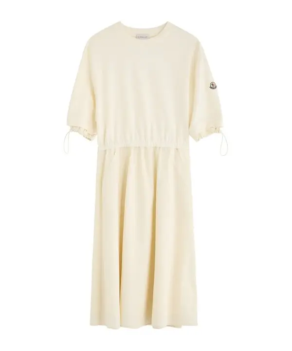 Moncler Cotton And Woven Midi Dress - White
