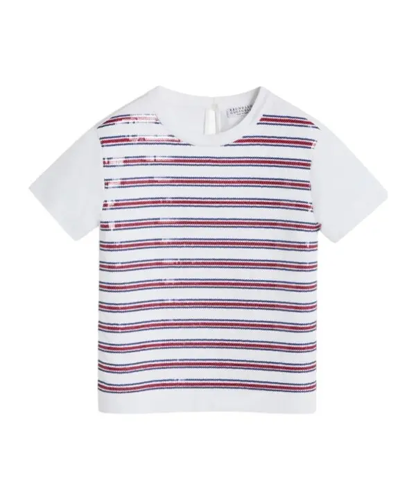 Brunello Cucinelli Striped Sequin Detail T-shirt