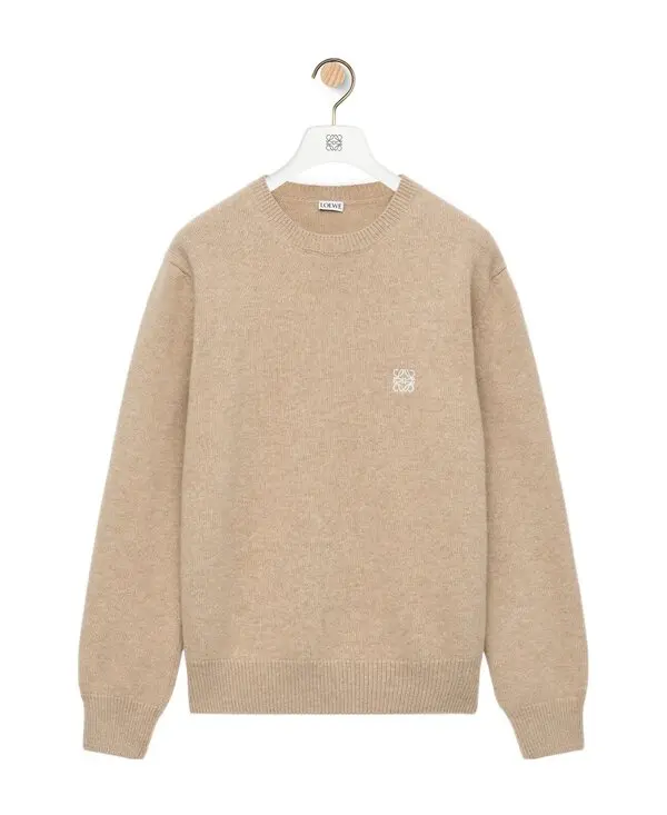 Loewe Wool Sweater With Anagram Embroidery - Nude