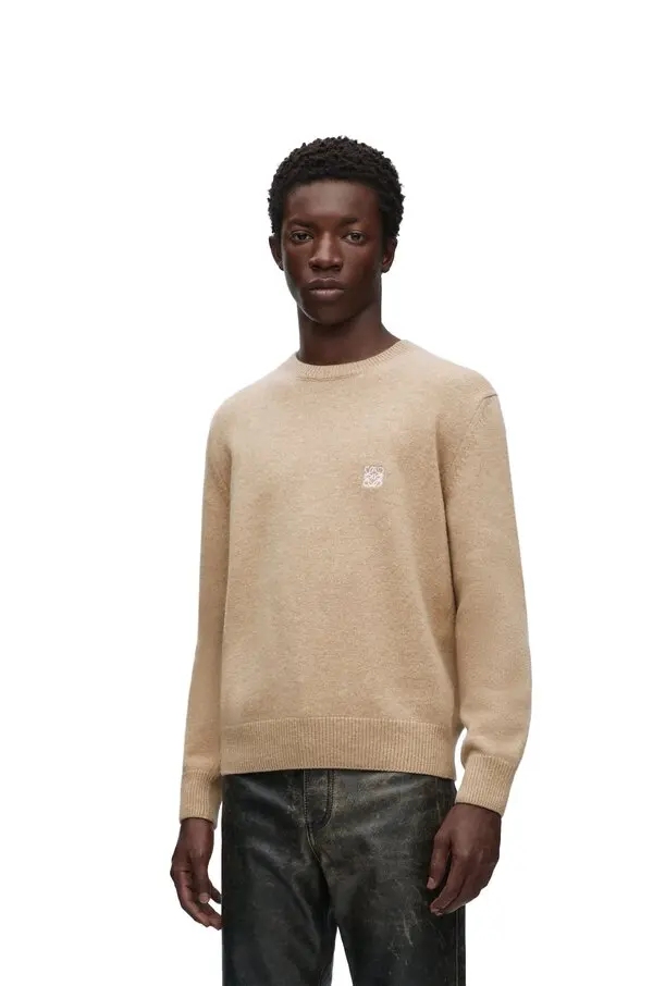 Loewe Wool Sweater With Anagram Embroidery - Nude