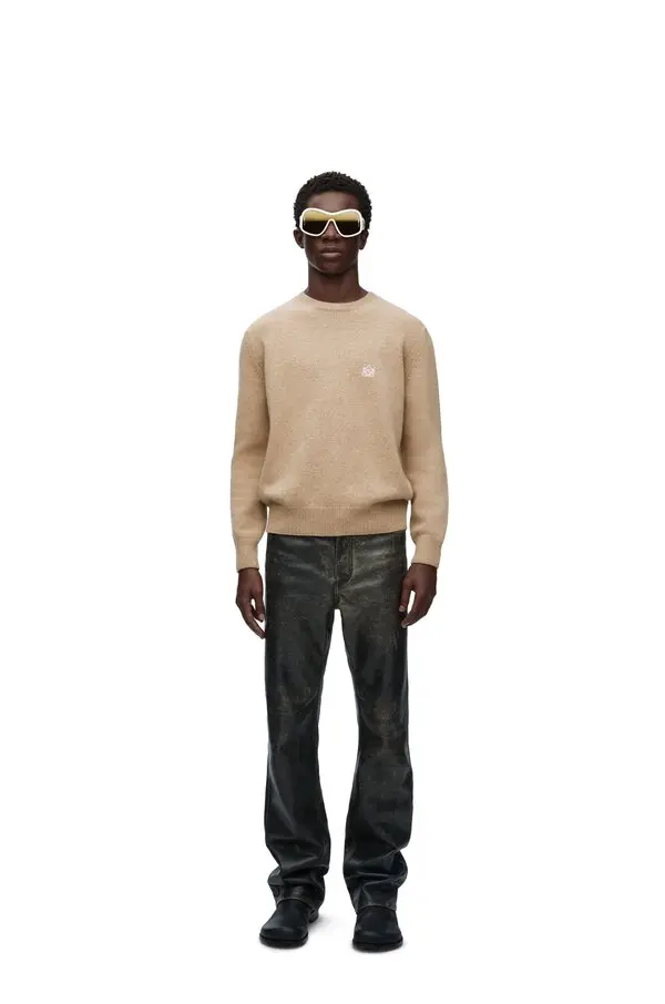 Loewe Wool Sweater With Anagram Embroidery - Nude