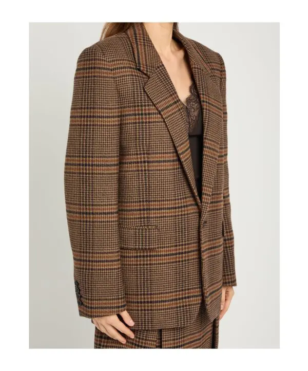 Saint Laurent Houndstooth Wool Blazer