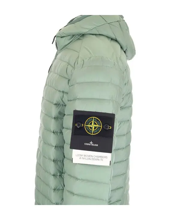 Stone Island Padded Down Hooded Jacket - Sage