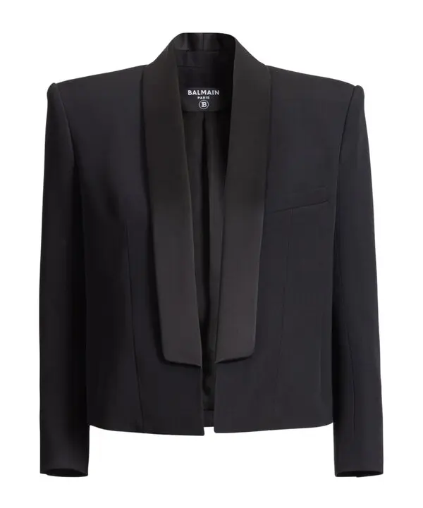 Balmain Cropped Grain De Poudre Jacket