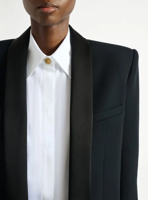 Balmain Cropped Grain De Poudre Jacket