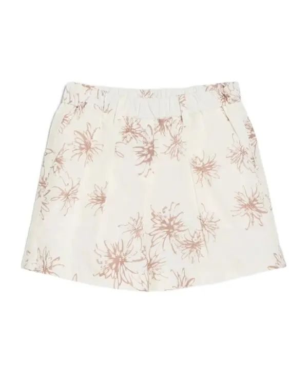 Brunello Cucinelli Cotton Daisy Print Poplin Shorts With Monili
