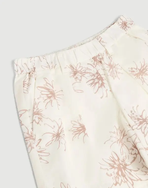 Brunello Cucinelli Cotton Daisy Print Poplin Shorts With Monili