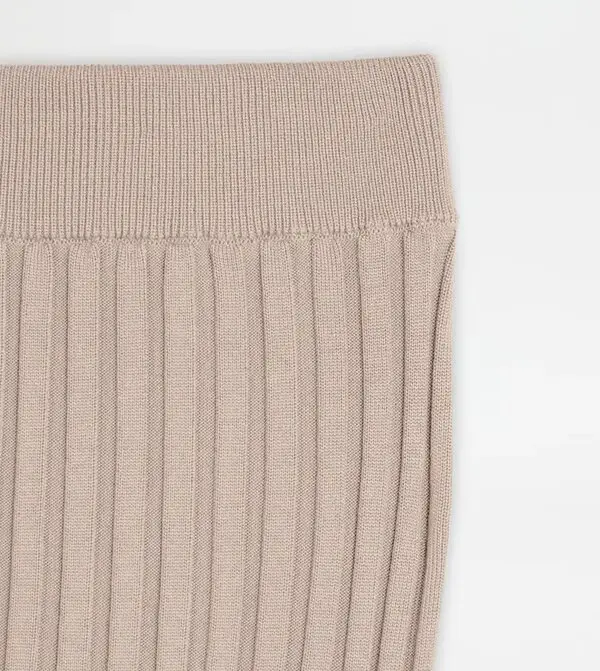 TOD'S Ribbed-knit Midi Skirt - Cream