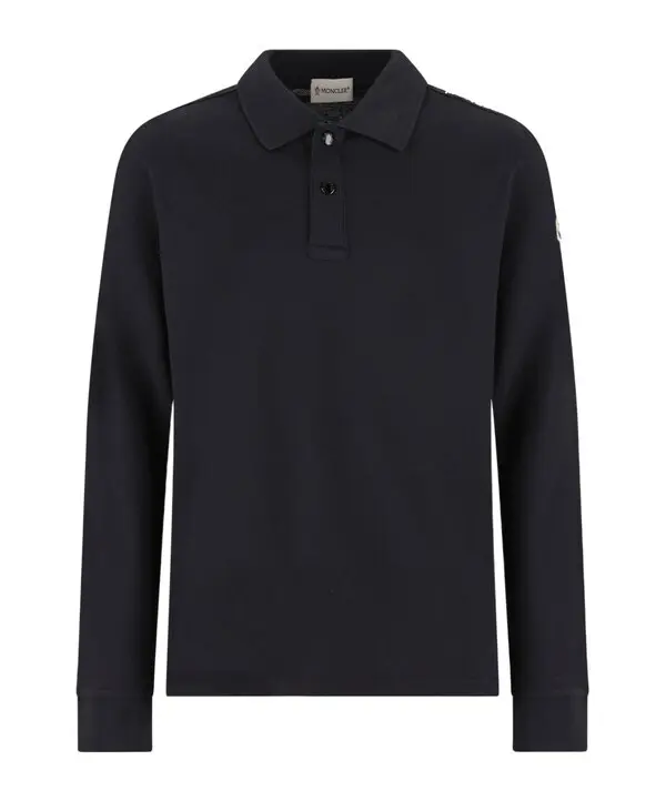 Moncler Long Sleeve Logo Patch Polo Shirt