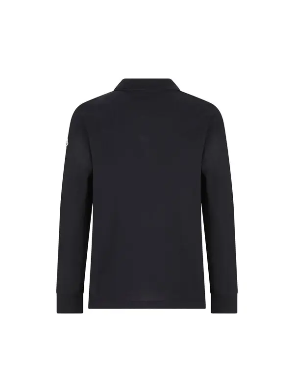 Moncler Long Sleeve Logo Patch Polo Shirt