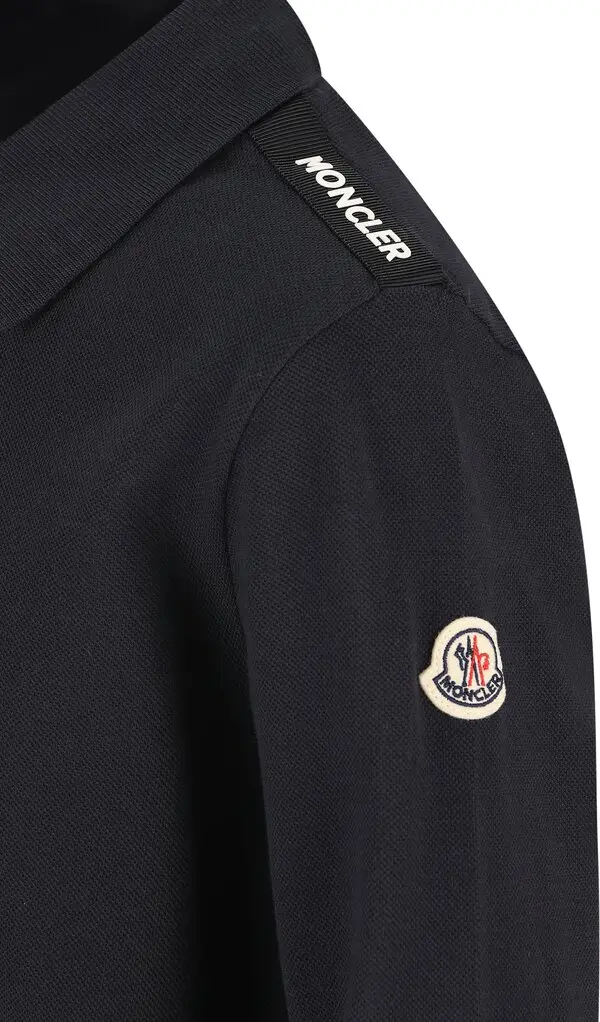 Moncler Long Sleeve Logo Patch Polo Shirt