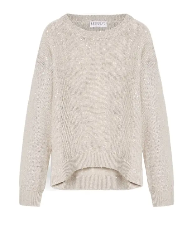 Brunello Cucinelli Linen And Silk Diamond Yarn Sweater