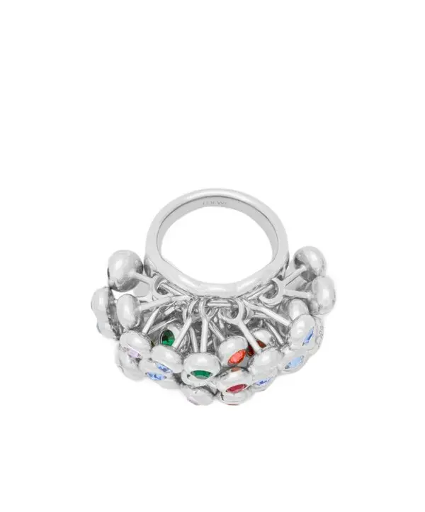 Loewe Sterling Silver And Crystal Push Pin Ring