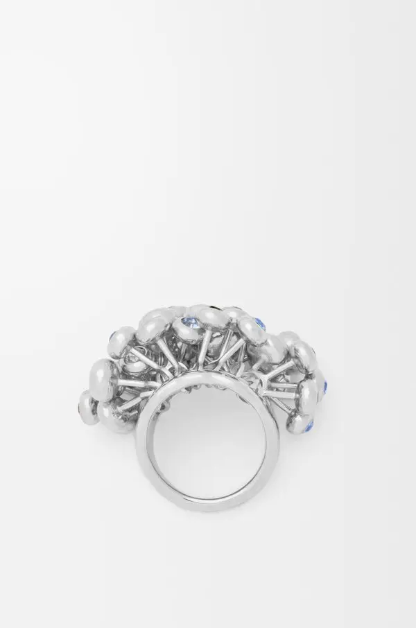 Loewe Sterling Silver And Crystal Push Pin Ring